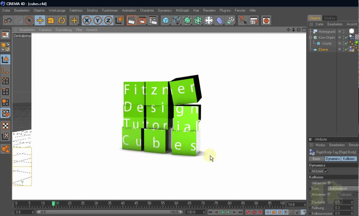 Cubes Tutorial 01 - Cinema 4D & After Effects - Mograph, Dynamics ...