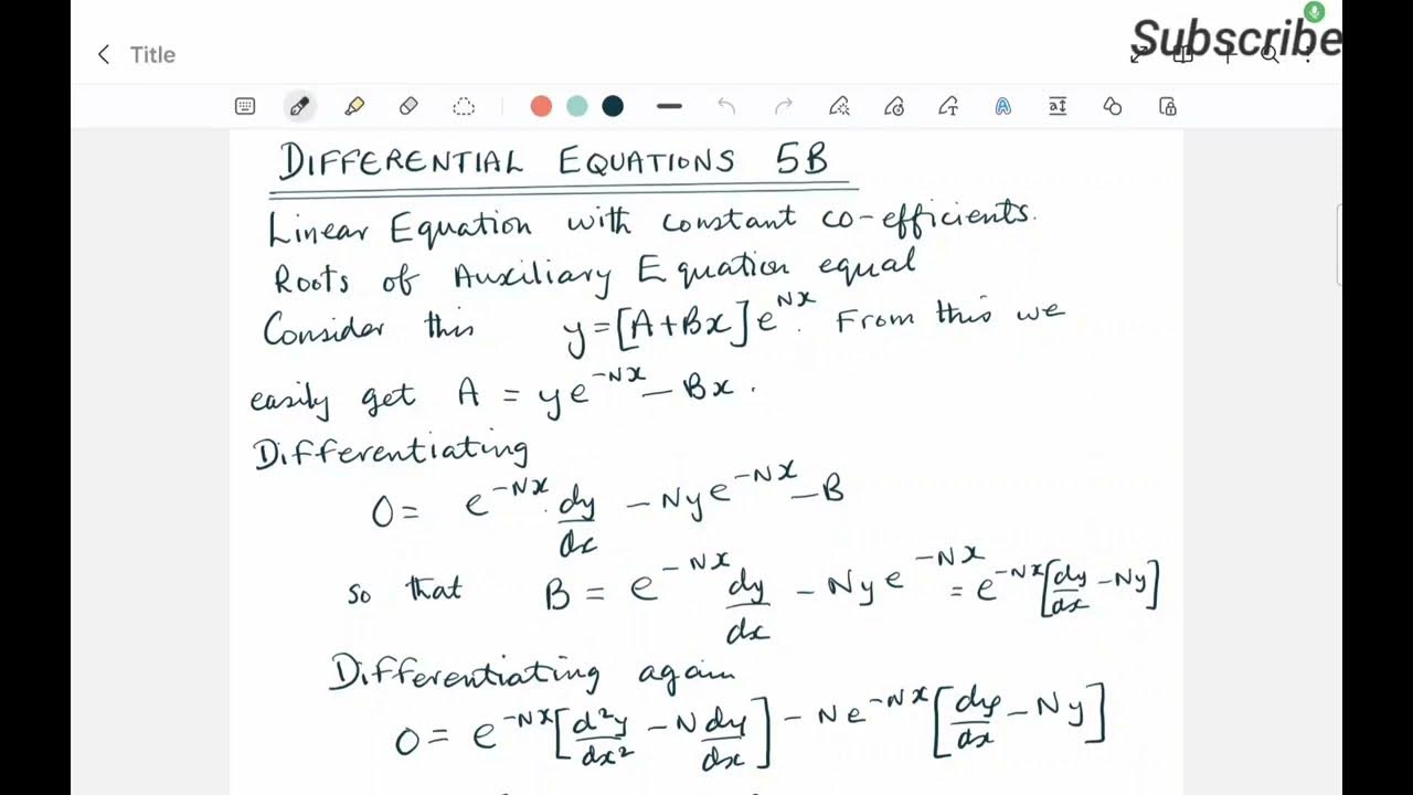DIFFERENTIAL EQUATIONS 5B - YouTube