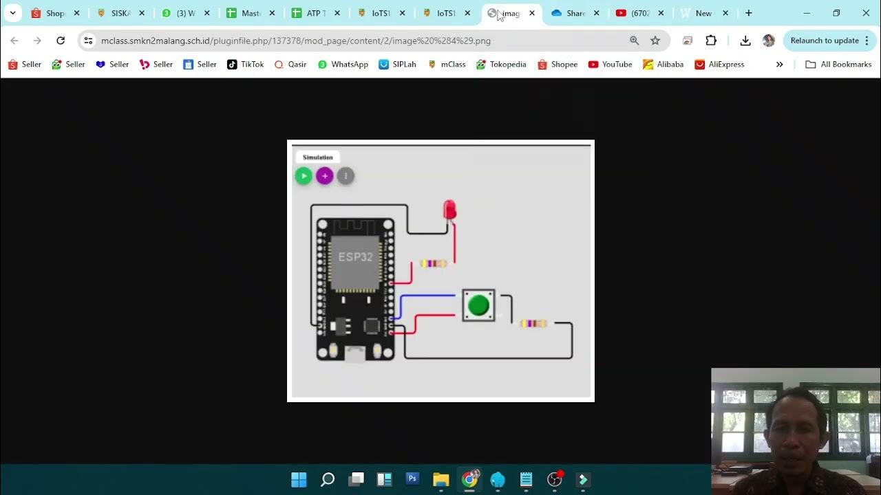 Menyalakan Led Dengan Push Button Wokwi Esp32 Youtube