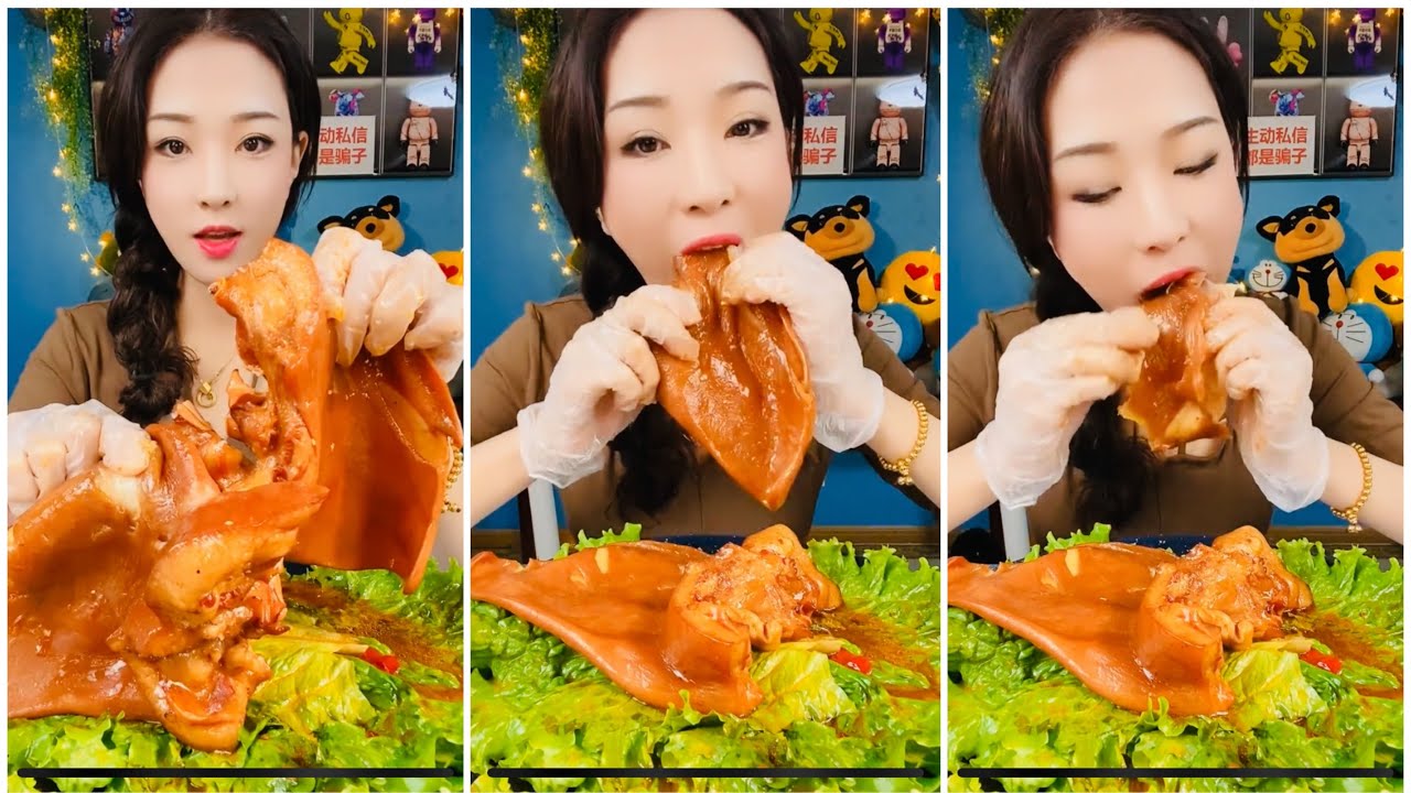 Best pig ear eating ASMR sound ever feel so hungry - YouTube