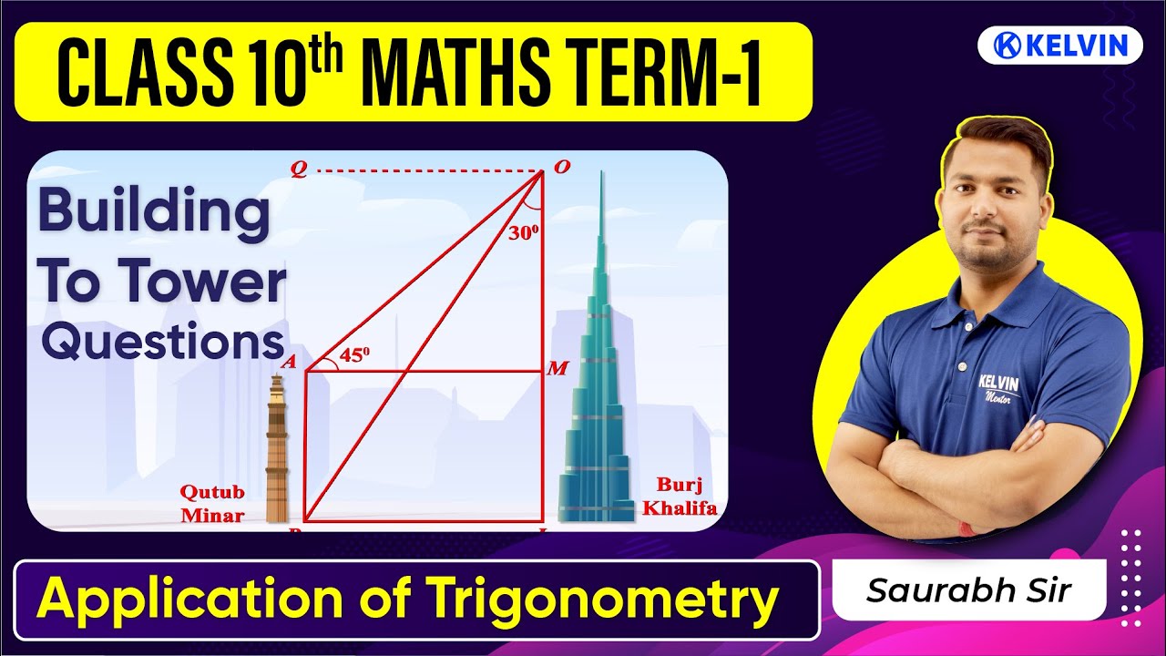 Class 10 Maths Application of Trigonometry | Building to Tower ...