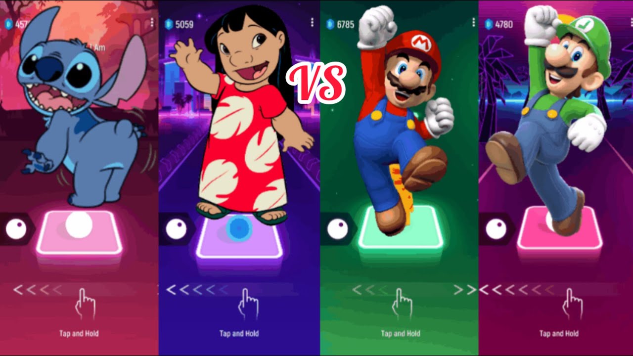 LILO & STITCH VS SUPER MARIO & LUIGI🌞DANCE BATTLE🌞Tiles Hop #tileshop # ...