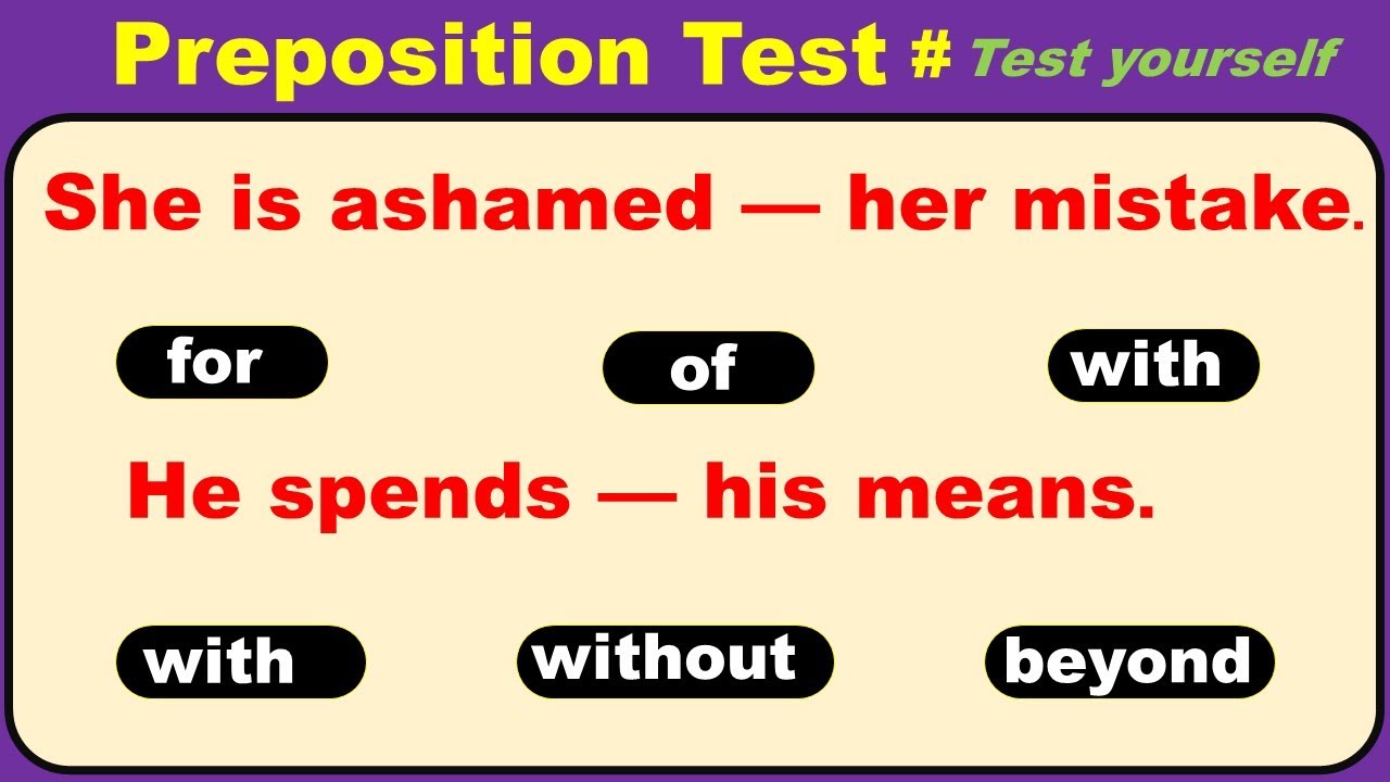 Preposition Quiz। Preposition Test। Use of Preposition in English ...