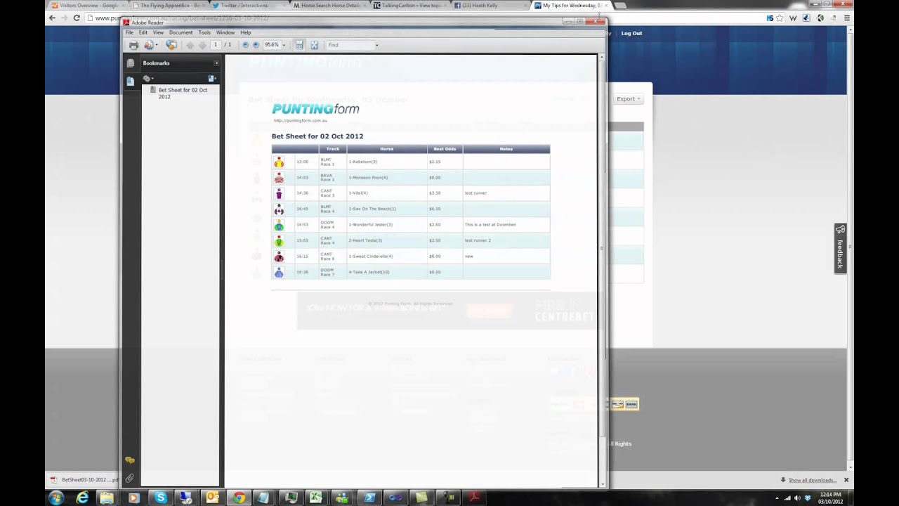 Punting Form Bet Sheets - YouTube