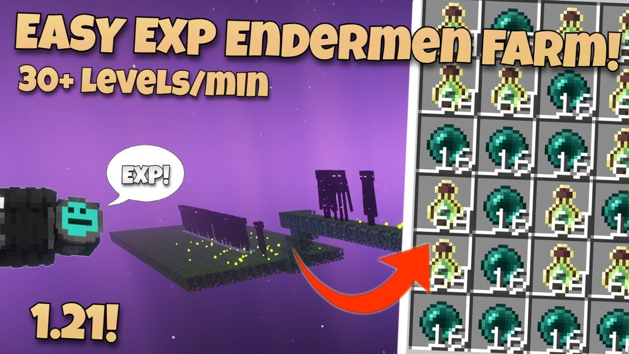 Minecraft 1.21+ New BEST EXP & Endermen Farm! | 30 Levels/min | Java ...