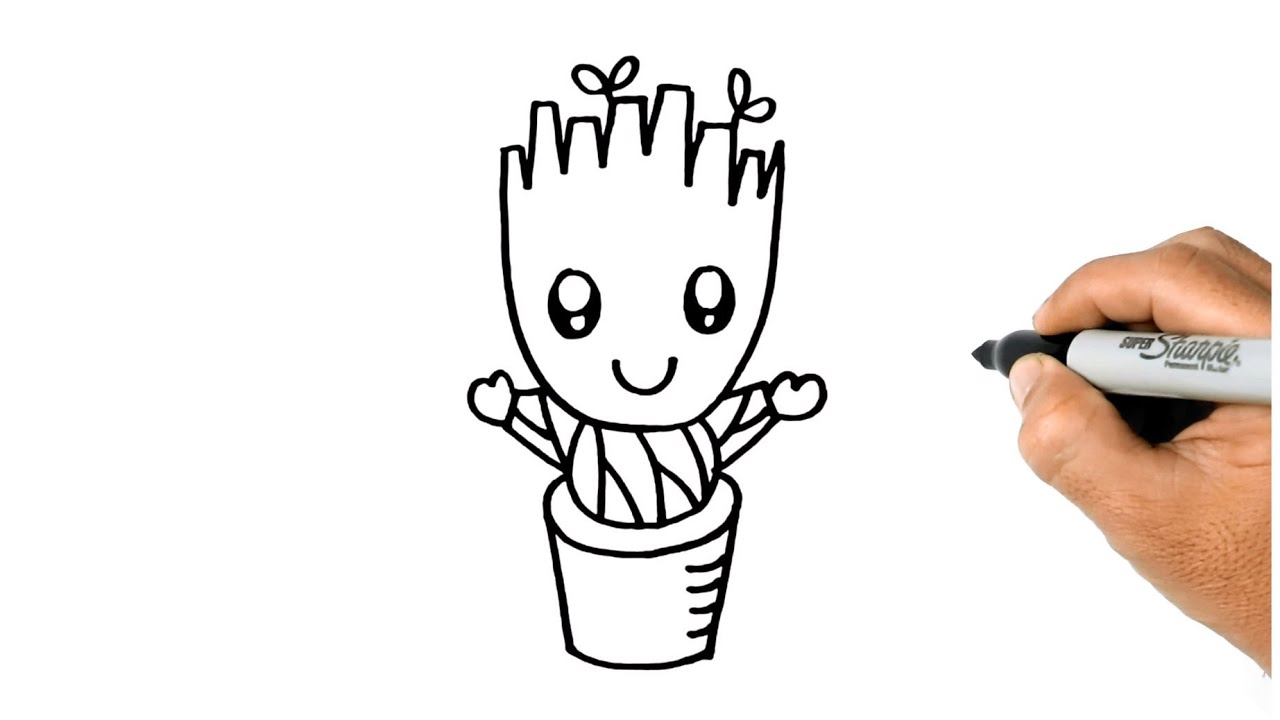 How to draw a GROOT Easy and Simple Drawing Tutorials - YouTube