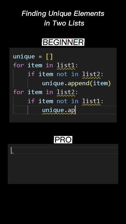 Beginner😅 Vs Pro😎 Unique Elements Python Programming Coding