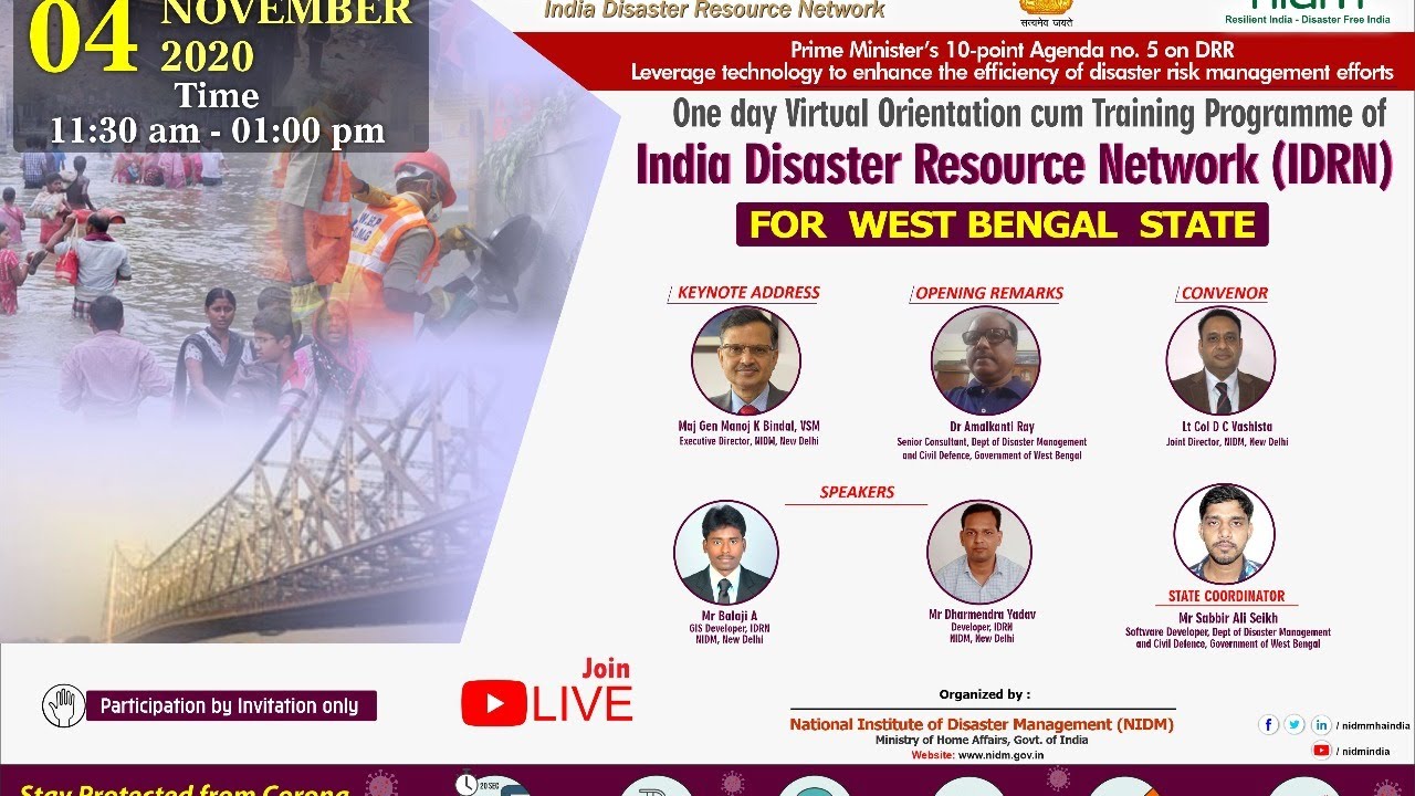 "1-DAY training programme of IDRN for WEST BENGAL STATE".| NIDM | MHA ...