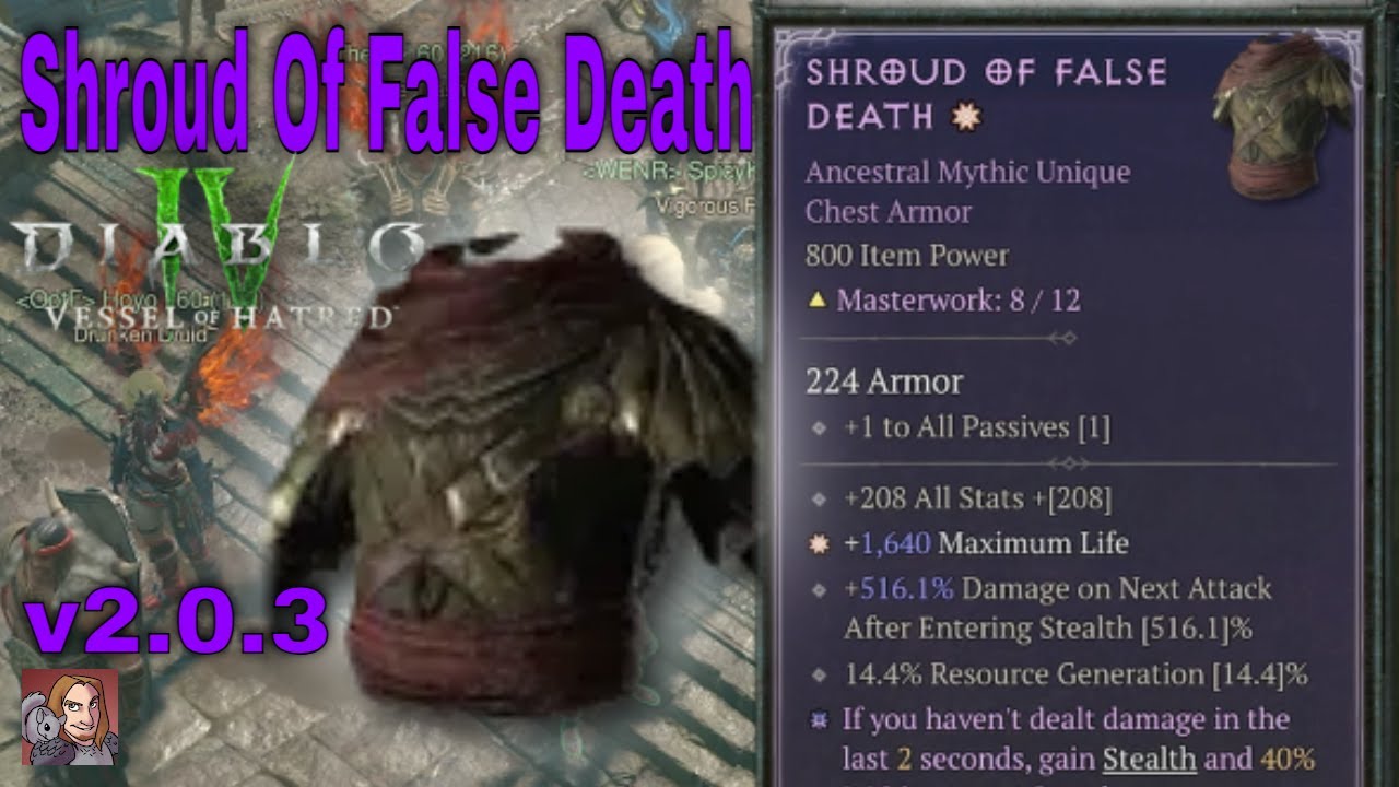 Diablo IV Mythic Uniques - Shroud Of False Death (Armor)[v2.0.3] - YouTube