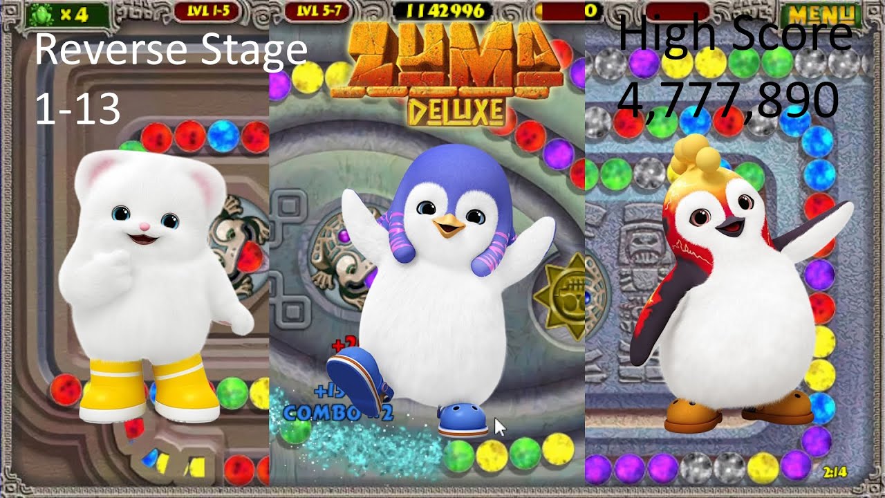 Zuma Deluxe All Adventure Stages 1-13 High Score 4,777,890 Reverse ...