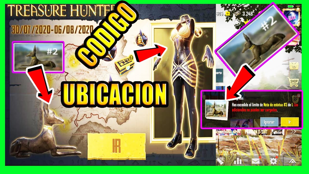 CÓDIGO 🎁 Y Ubicación de la 3 ESTATUA ( Faraón ) PUBG MOBILE - YouTube
