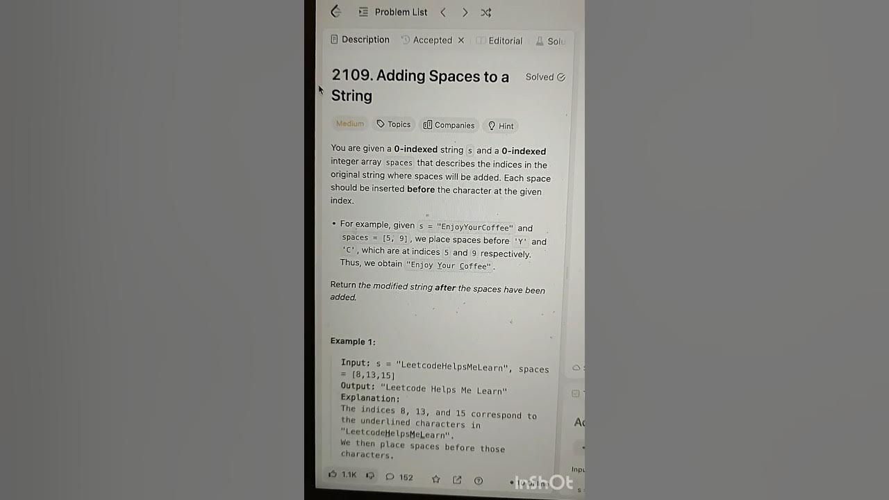 2109 leetcode quick revision - YouTube
