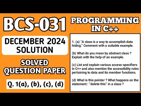 P1- 1(a), (b), (c), (d) | BCS31 Dec 2024 Solution | BCS031 Solved Question Paper | Bcs 031 ...
