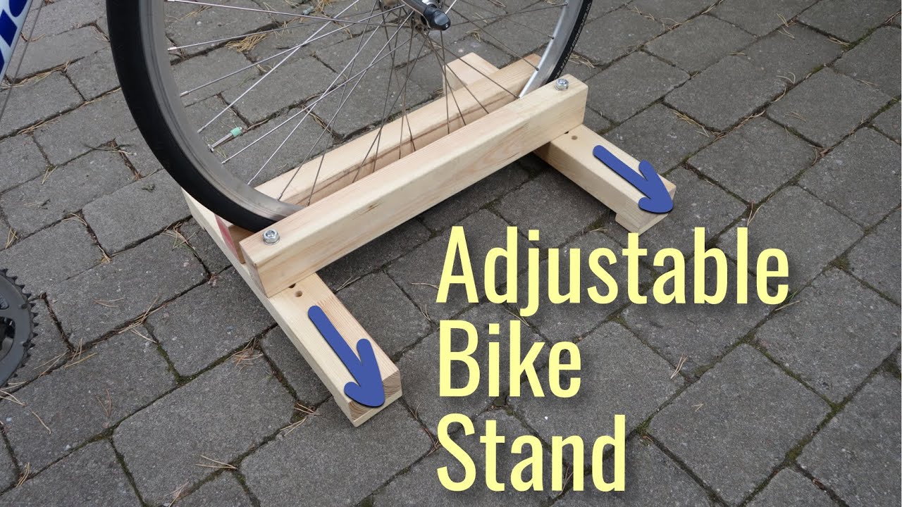 Adjustable bike stand that fits most bikes - YouTube