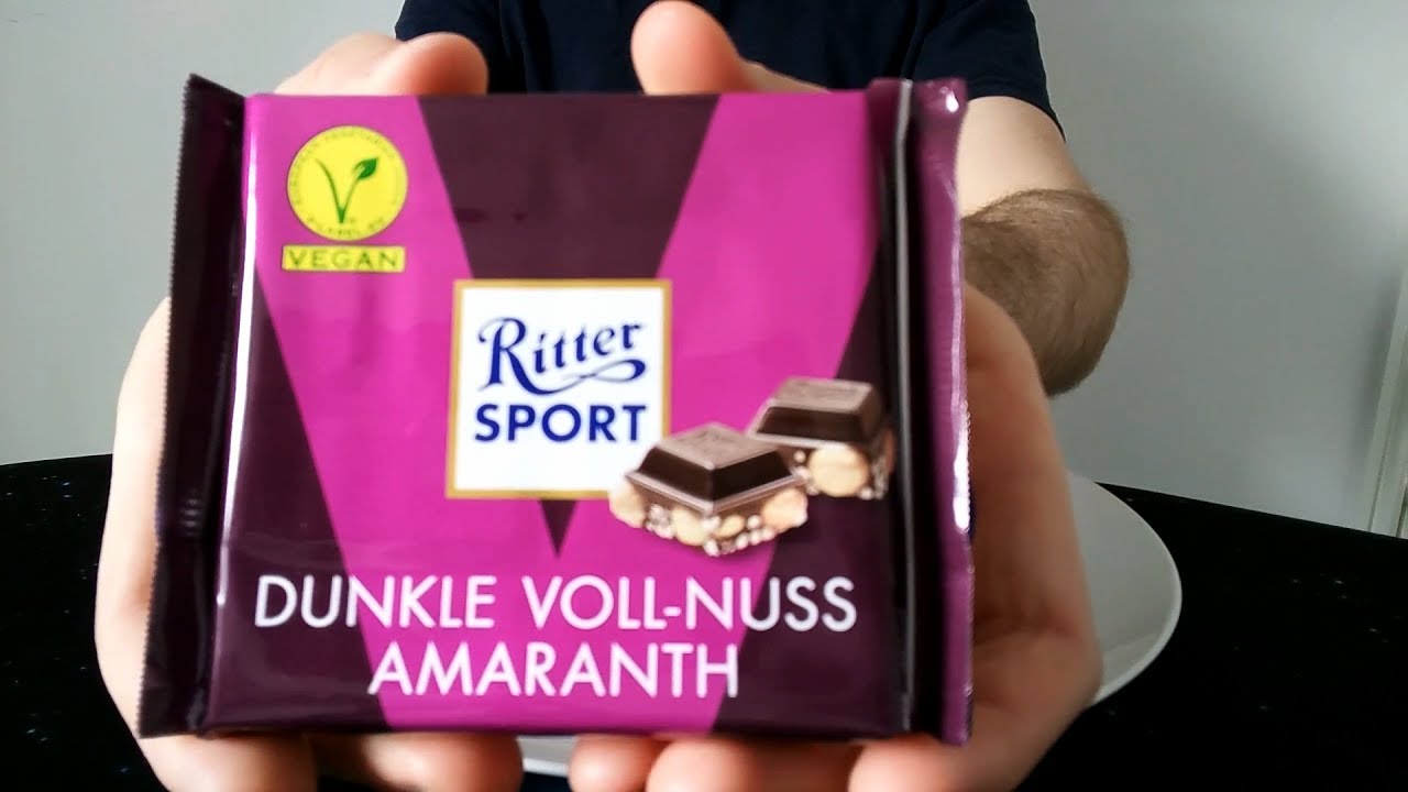 Ritter Sport Vegan - Dunkle Voll-Nuss Amaranth Review - YouTube