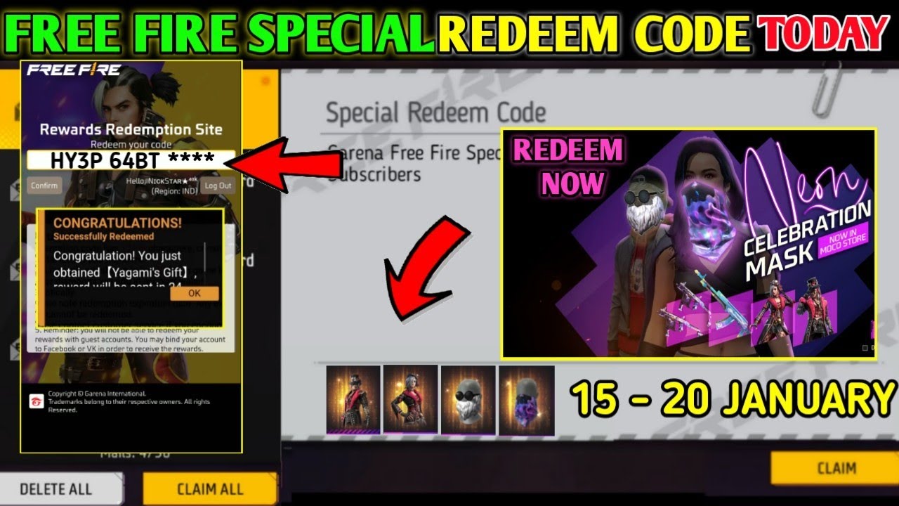 FREE FIRE REDEEM CODE TODAY 15 JANUARY REDEEM CODE FREE FIRE | FF ...
