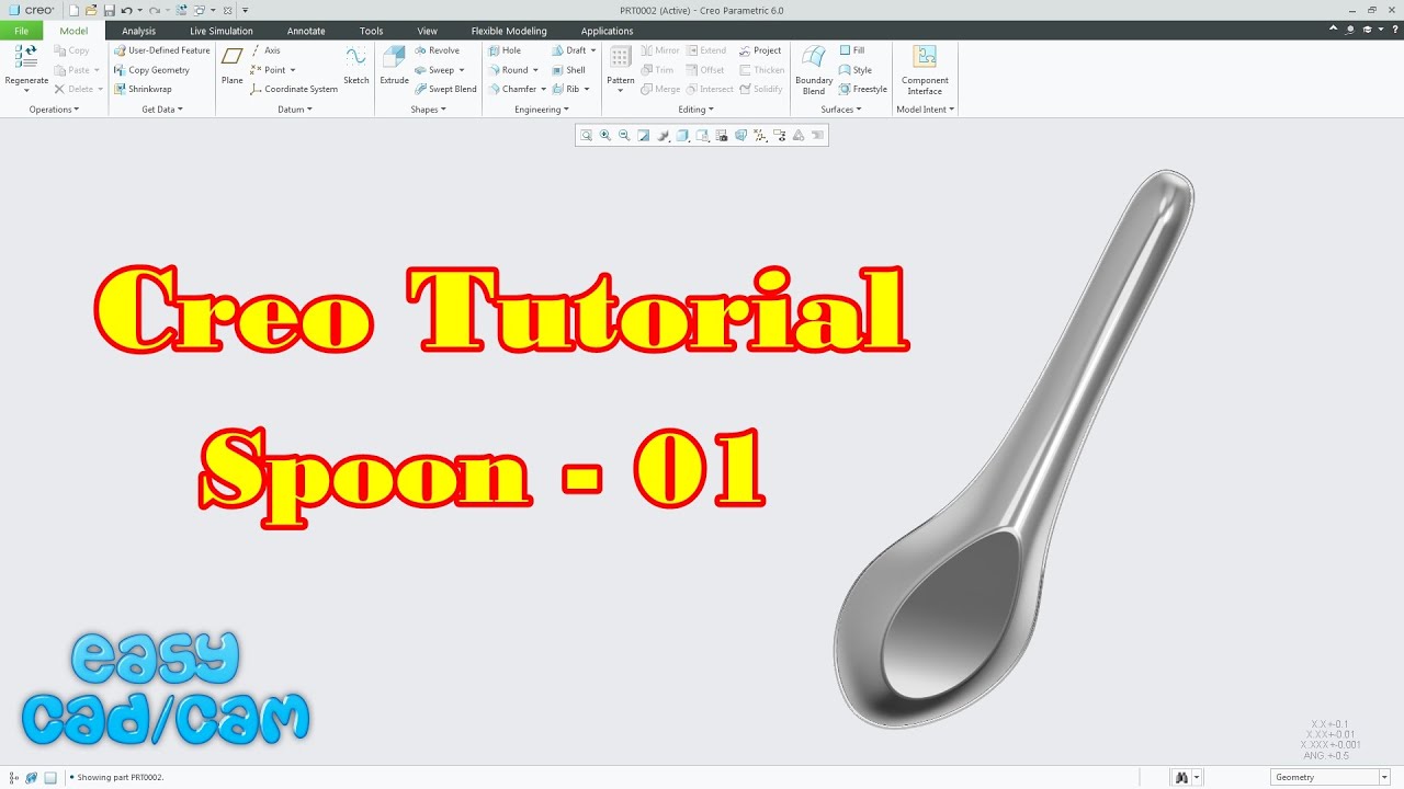 Creo Tutorial : How to make a Spoon in Creo Parametric. - YouTube