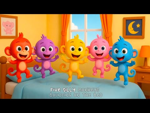 Five Silly Monkeys | Five Little Monkeys Jumping On the Bed | Wiggle ...