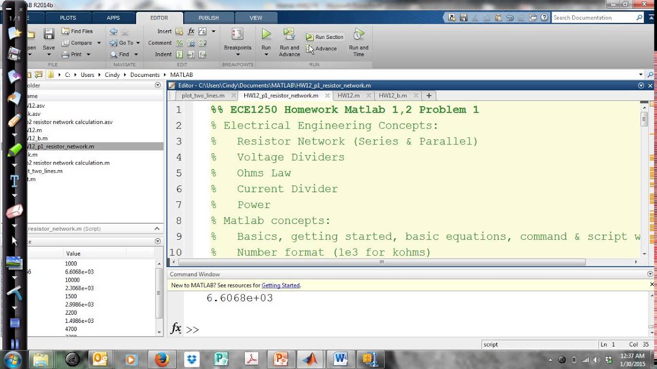 matlab HW1,2 part 2 of 2 find Vdiff - YouTube