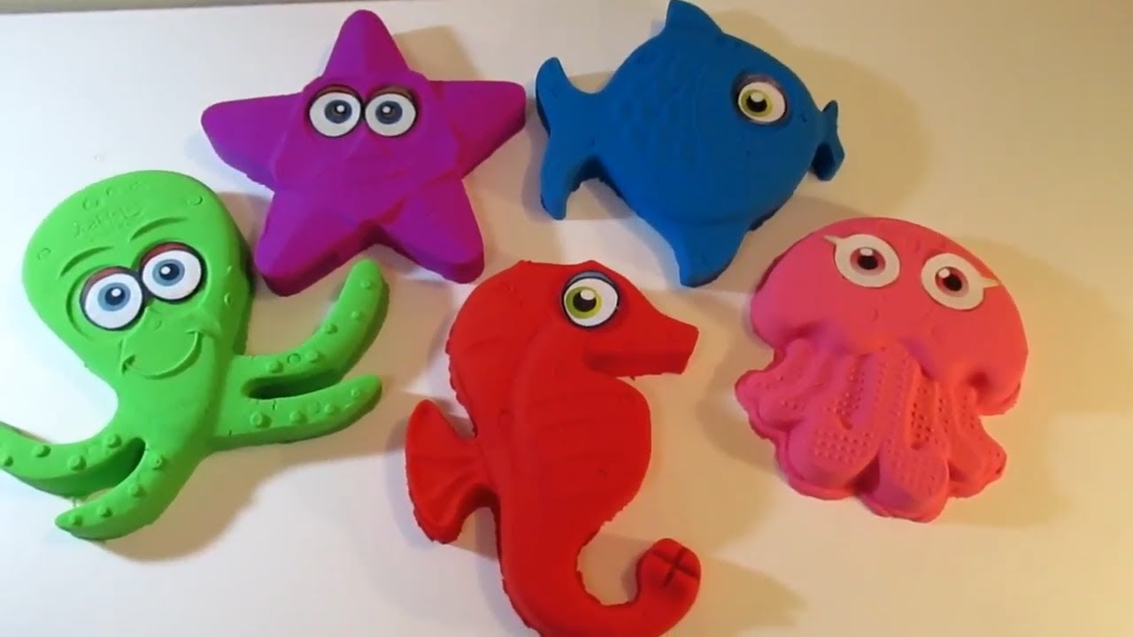 Kinetic Sand Sea Animals with Colorful Molds! Creative Fun for Kids ...