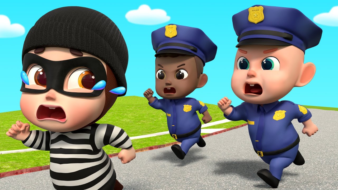 Police Baby Chase Thief ! | Police Baby Song and More | Rosoo Nursery ...