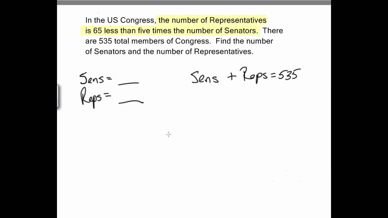 Stark State Modularized Math Senator- Representative Word Problem - YouTube