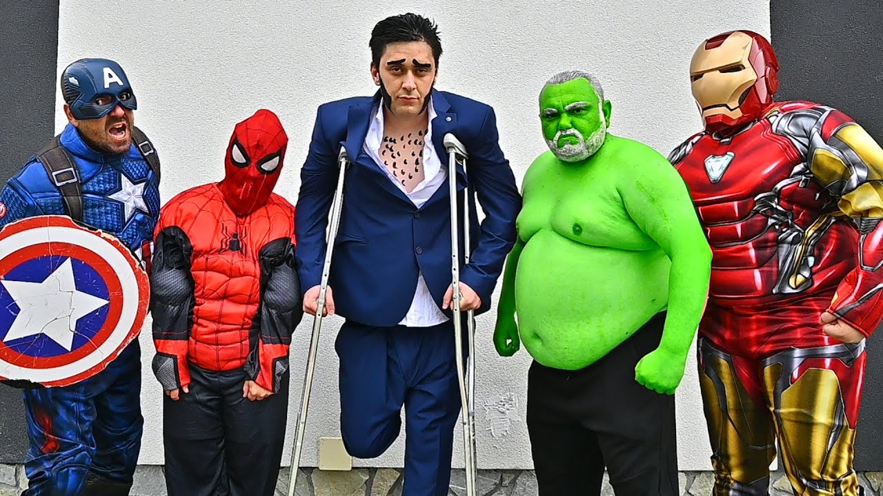 Superheroes Help Man On Crutches - YouTube