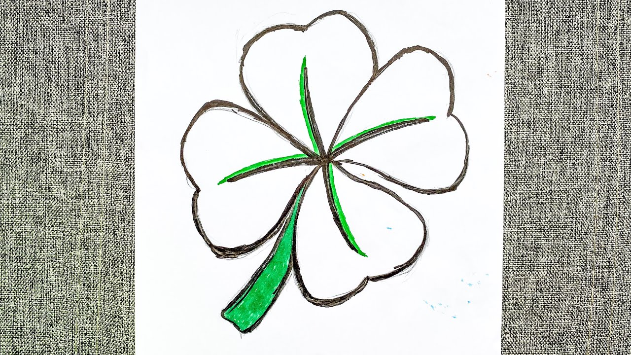How to Draw a Four Leaf Clover Step by Step / Sweet Drawing Things ...