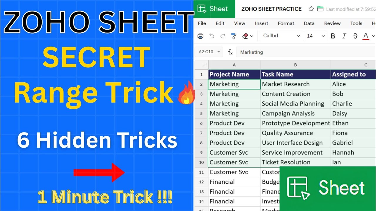 Zoho Sheet में Range Select कैसे करें? | 6 Secret Tricks zoho sheet | 1 ...