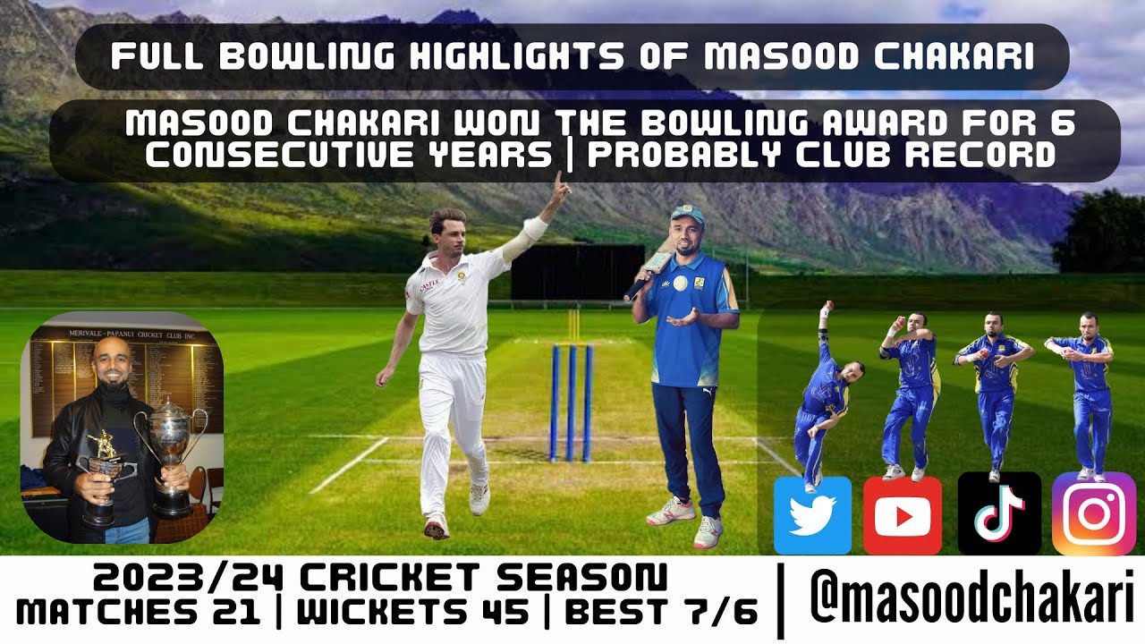 Masood Chakari bowling highlights | Cricket season 2023/24 | English ...