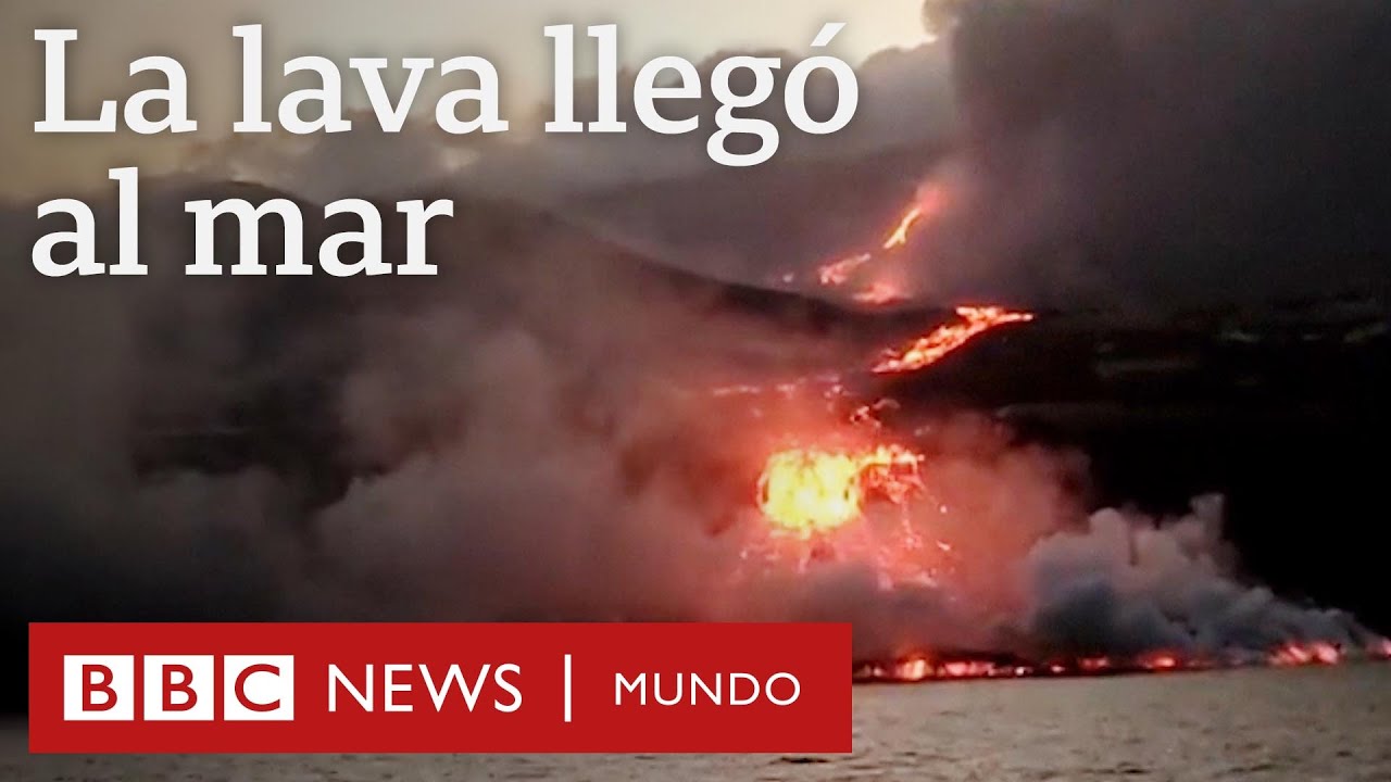 Volcán de La Palma: río de la lava cayendo al océano Atlántico | BBC ...