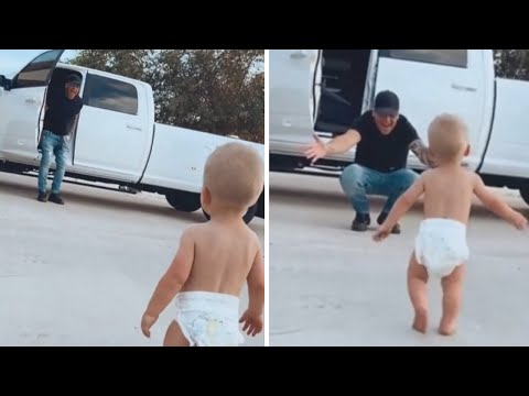 Baby waits by door every day for dad to come home #Shorts