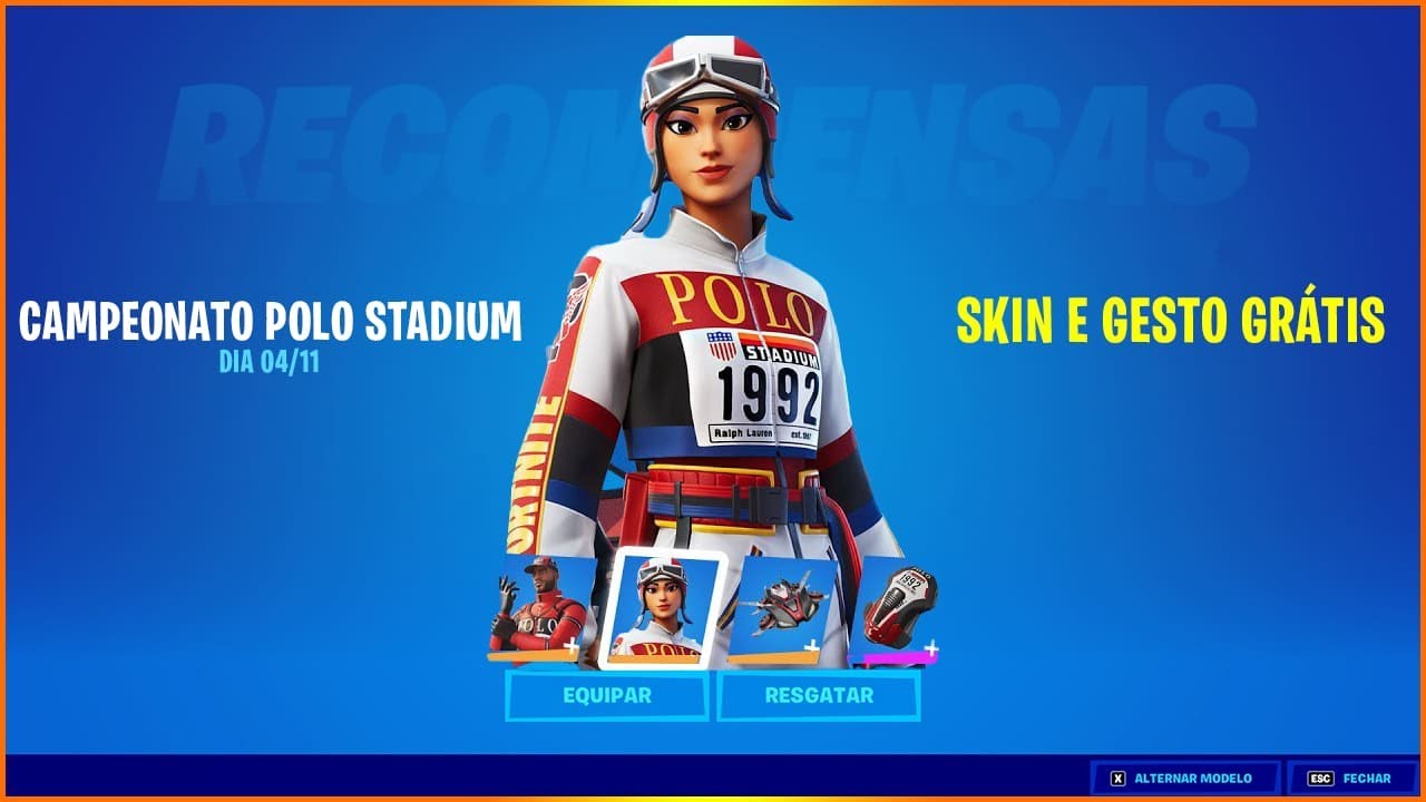 COMO CONSEGUIR UMA SKIN E GESTO GRÁTIS NO CAMPEONATO POLO STADIUM - YouTube