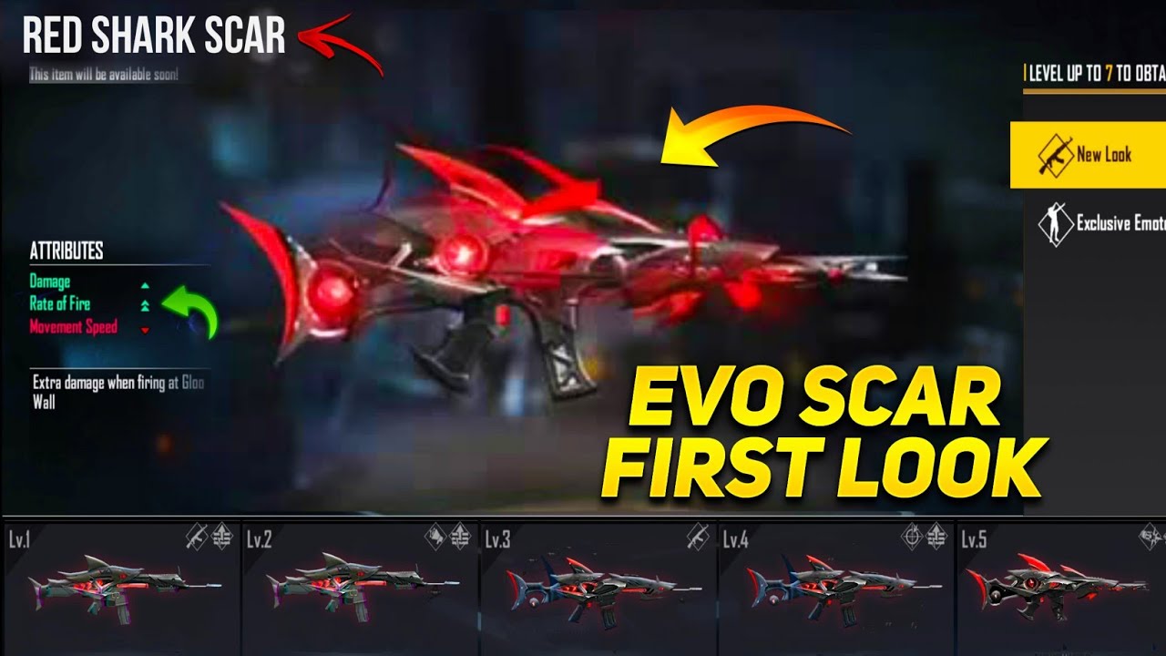 New Evolution Scar Skin Freefire || Shark tooth Scar First look || New ...
