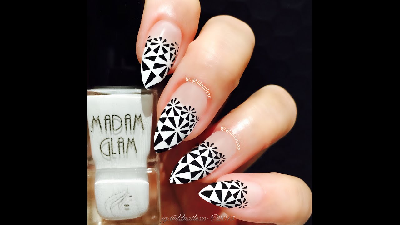 Simple Black & White Geo Nails - With PUEEN Geo Lover-01 - YouTube