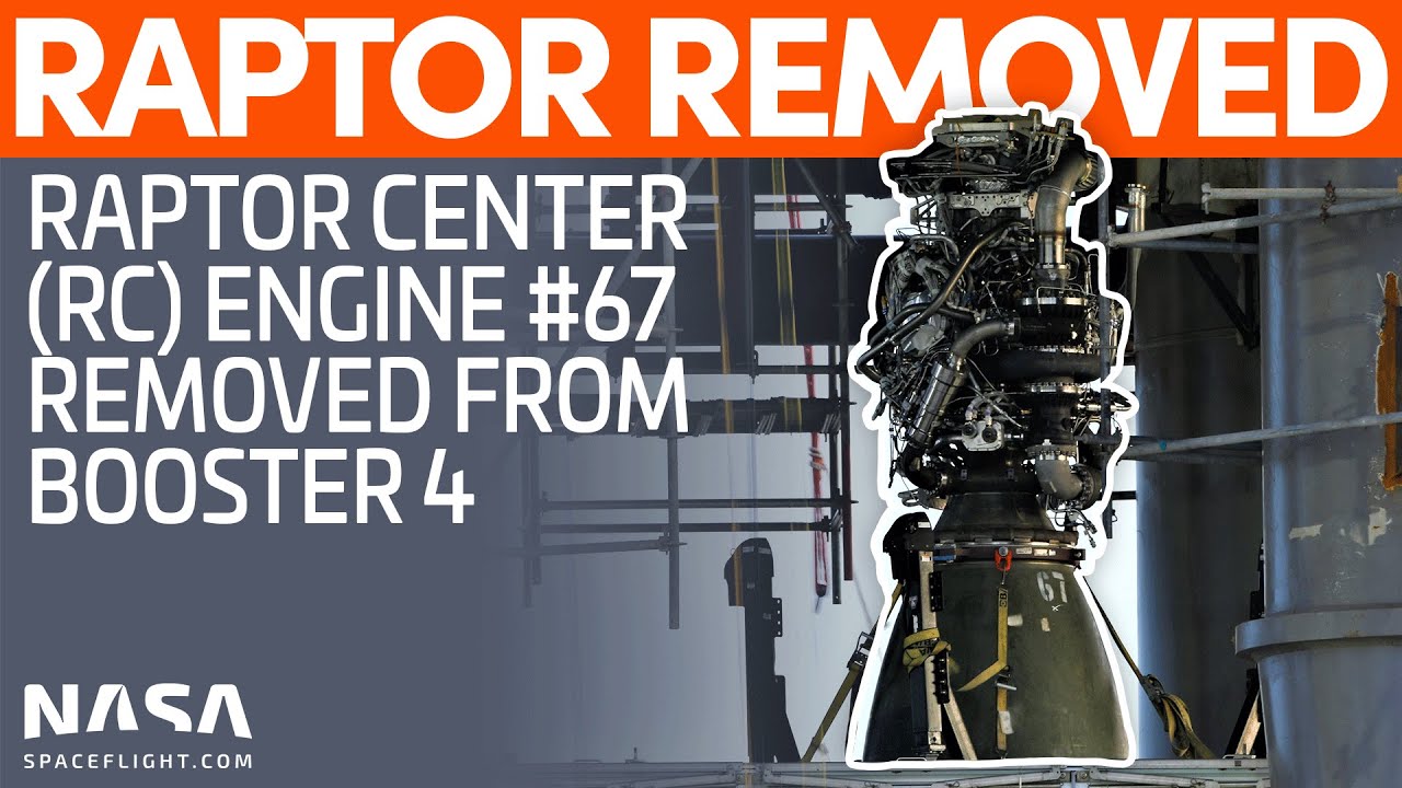 Raptor Center (RC) Engine #67 Removed from Booster 4 | SpaceX Boca ...