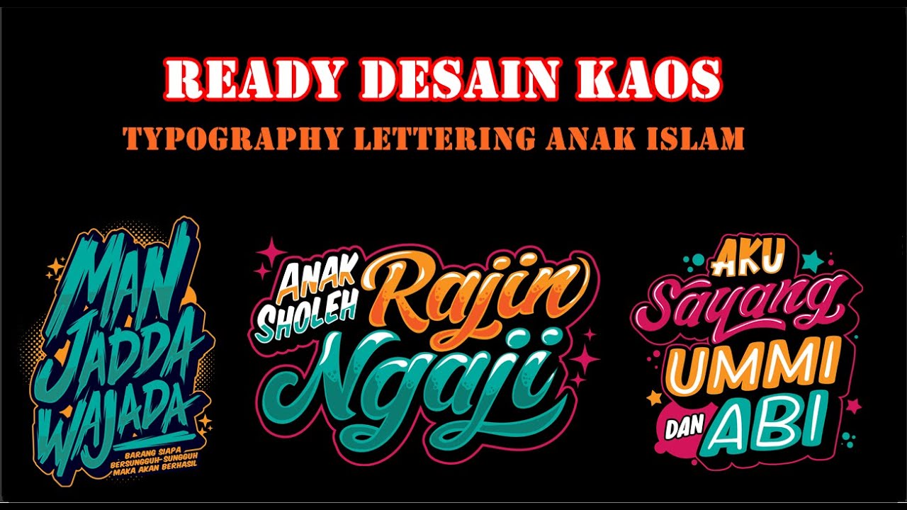 READY‼️ DESAIN KAOS TYPOGRAPHY LETTERING ANAK ISLAM - YouTube