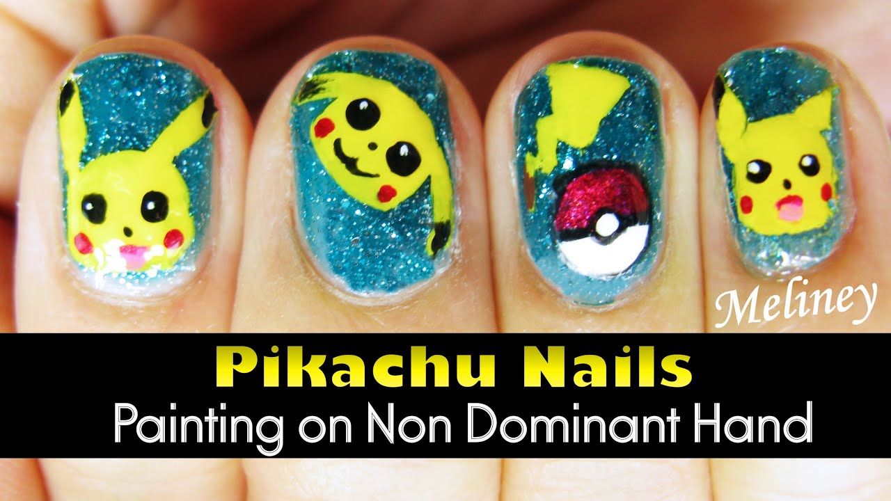 POKEMON GO NAIL ART USING NON DOMINANT HAND | PIKACHU DESIGN TUTORIAL ...