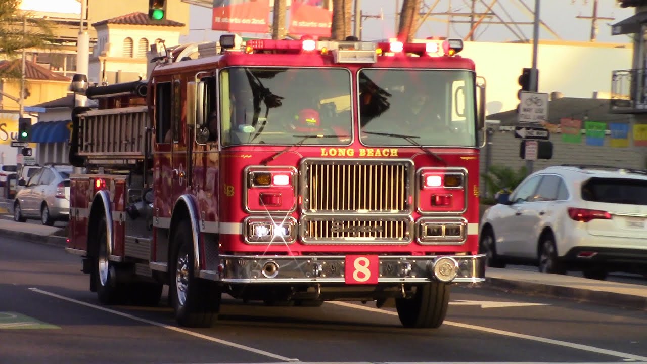 Long Beach Fire Dept. Engine 8 Responding - YouTube