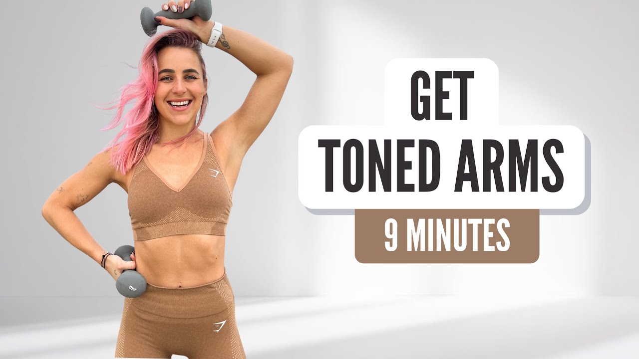 9 min GET TONED ARMS // (dumbbells) SHAPE & SHRED - YouTube