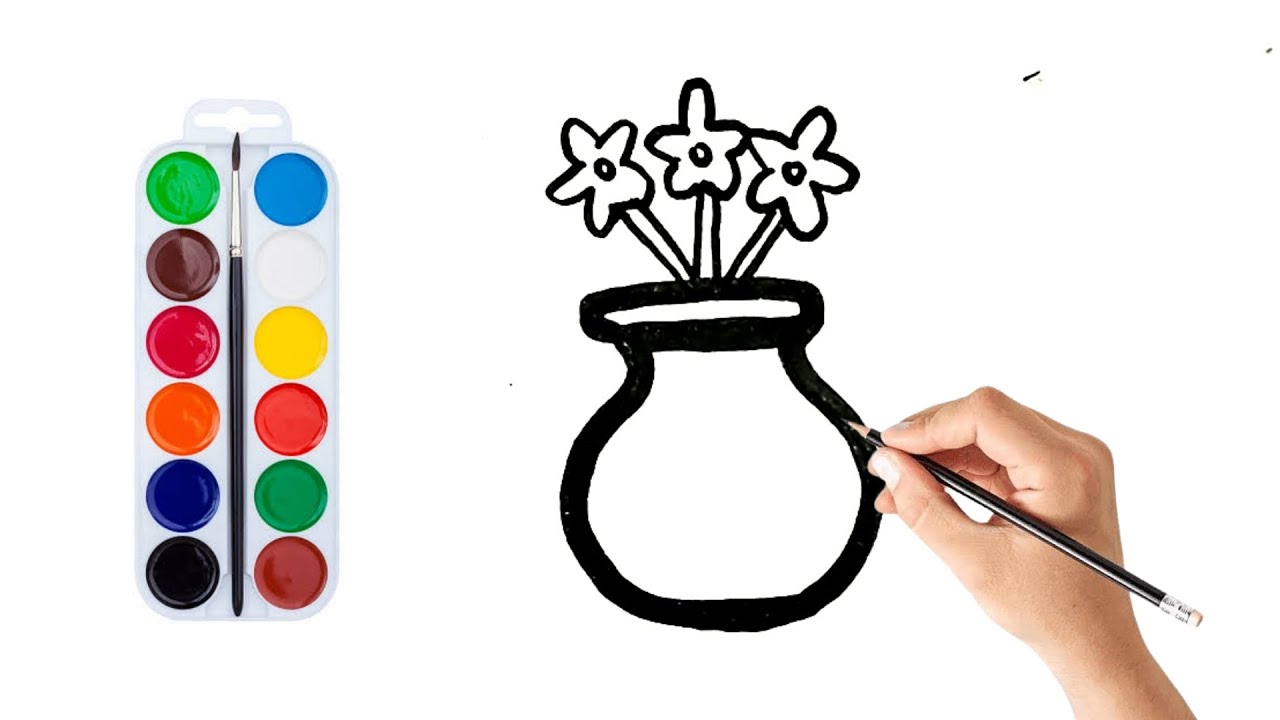 let's draw and colour a flower poet 🪴 / #art #drawing #kidsvideo # ...