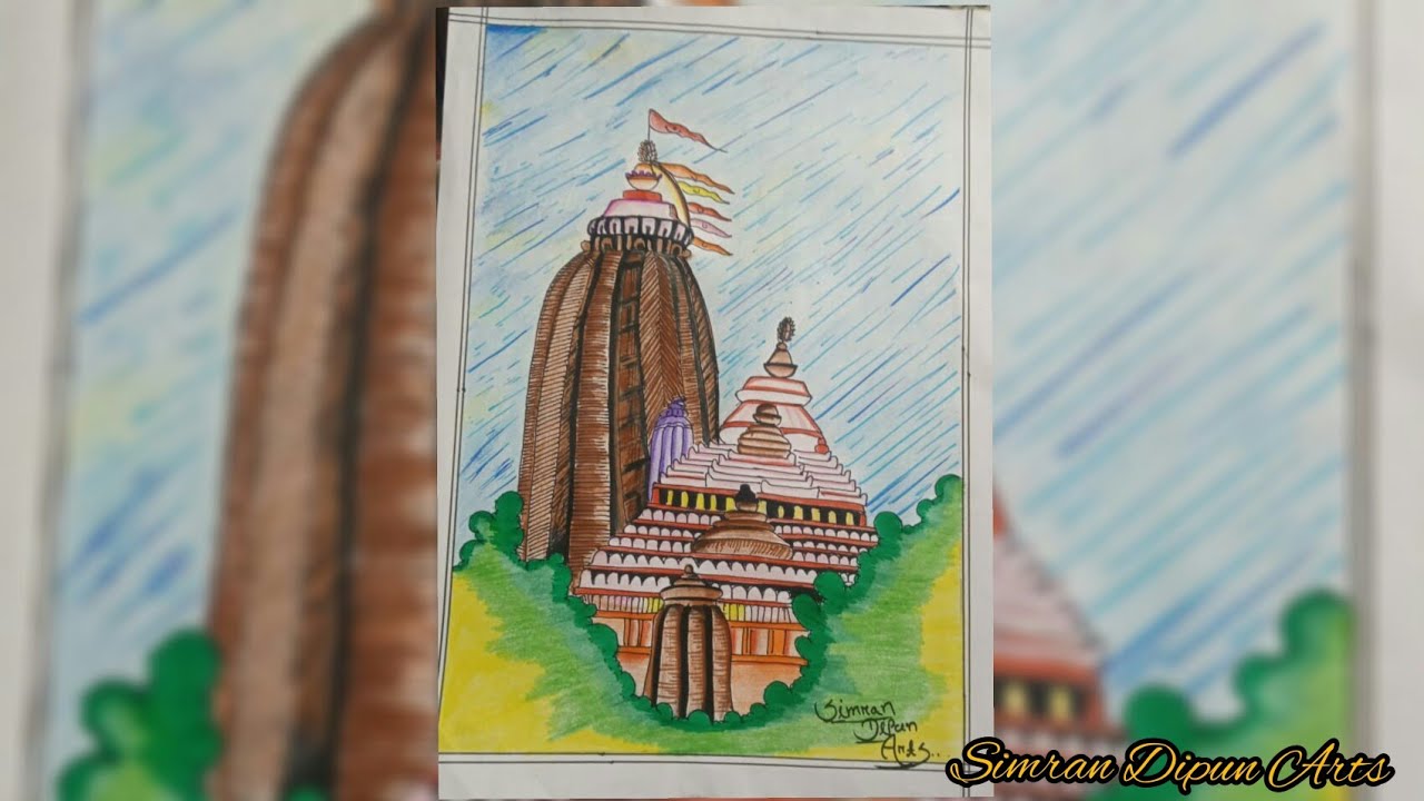Puri jagannath temple drawing with colouring - YouTube