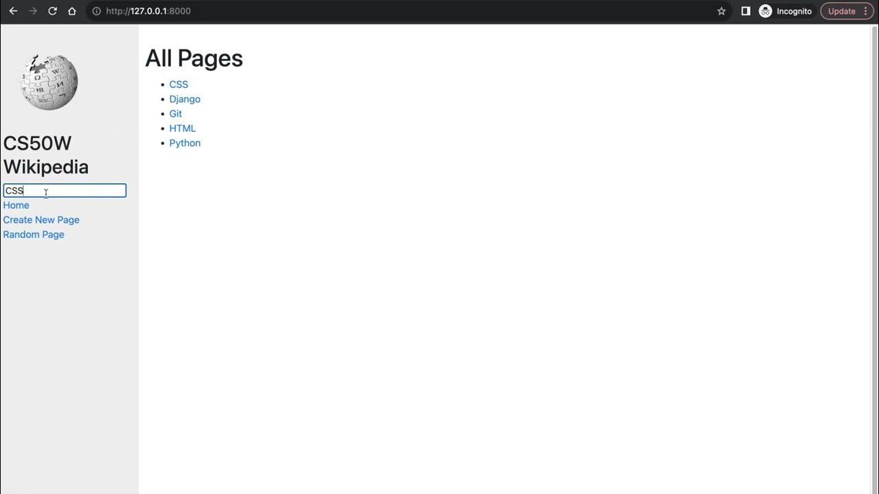 CS50W - Project 1: Wiki - YouTube