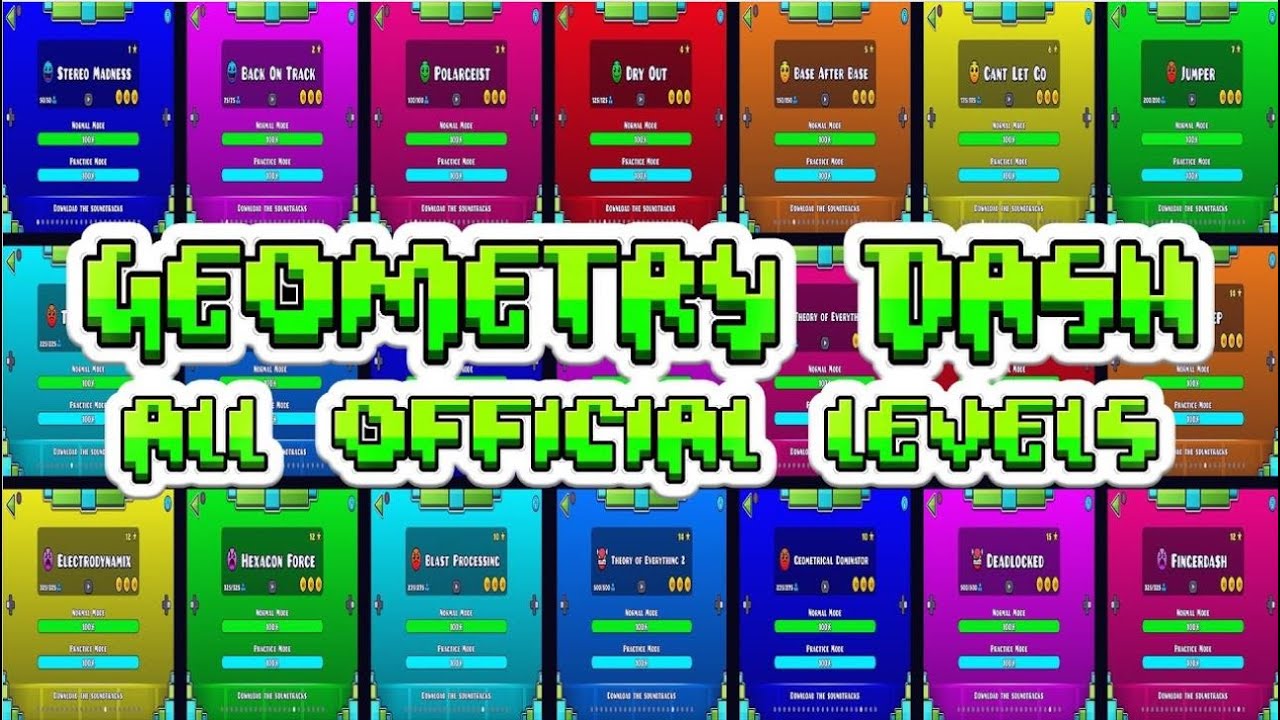 Attempting Every Geometry Dash Level in the Game! - YouTube