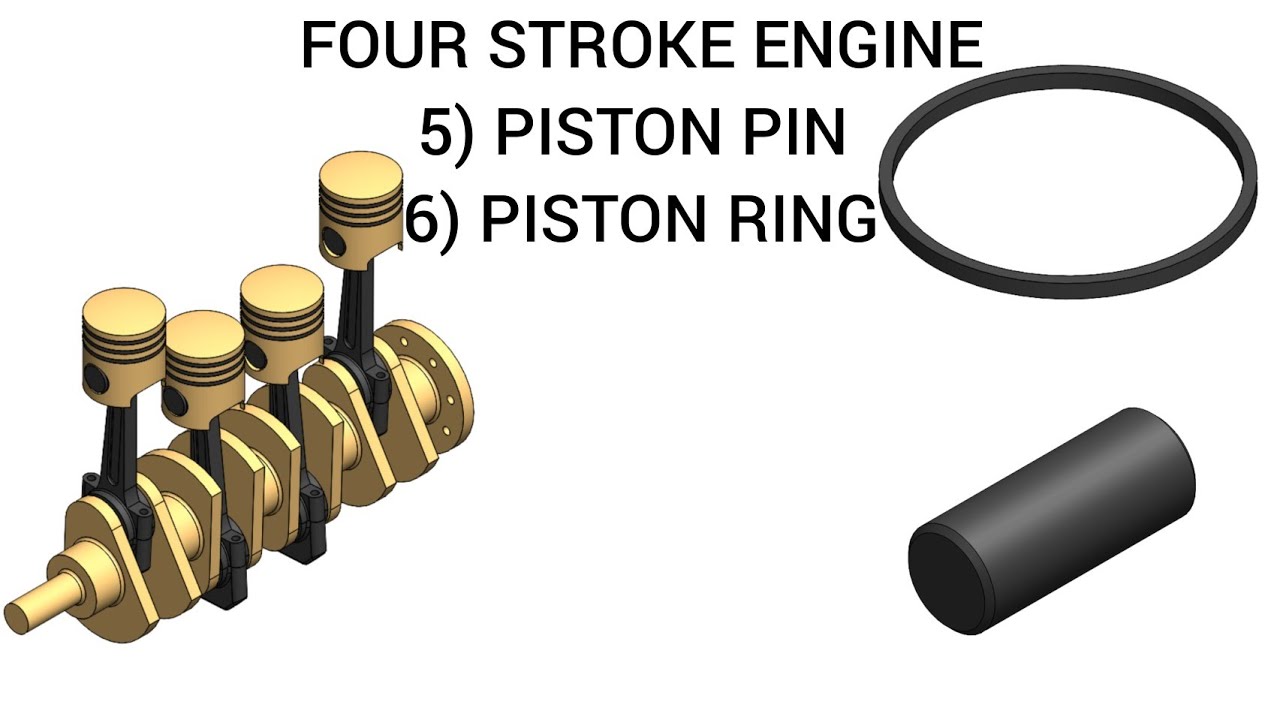 4 STROKE ENGINE - 5 PISTON PIN- 6 PISTON RING - SOLIDWORKS - YouTube