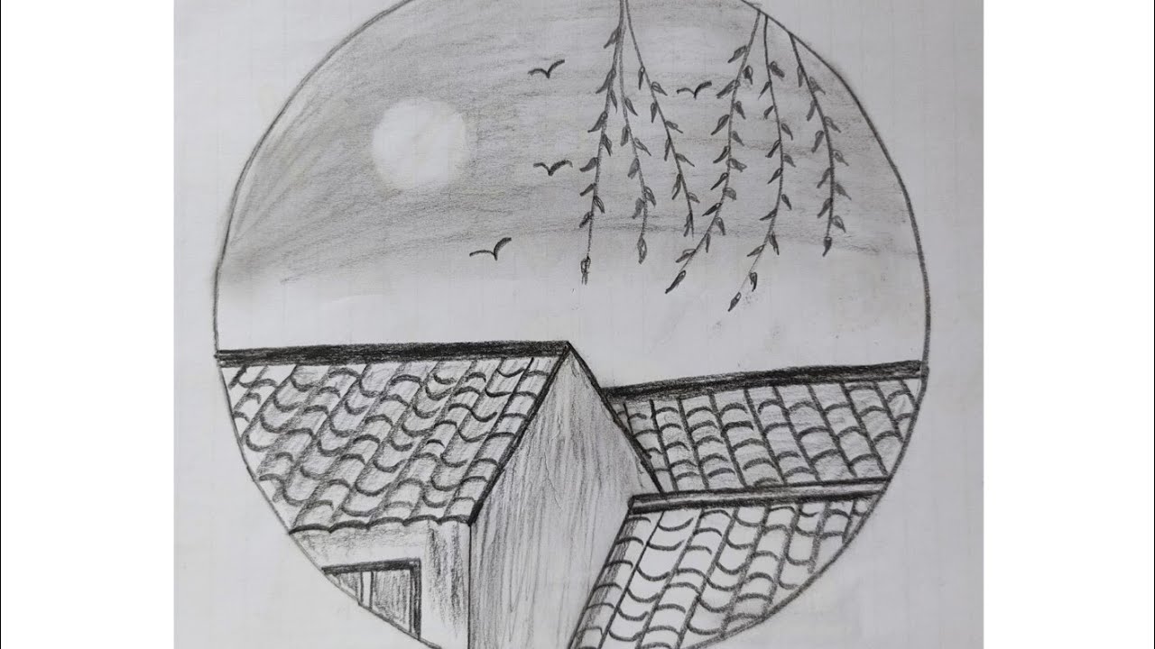 How to Draw A Beautiful Moonlight Scenery Drawing with pencil #drawing ...