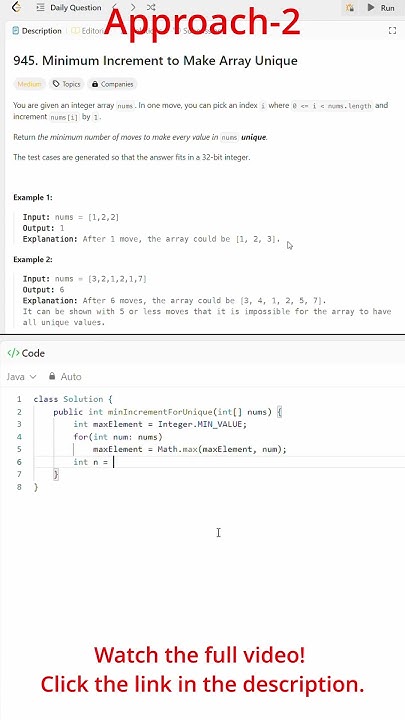 LeetCode 945 | Approach-2 | #leetcodedailychallenge #arrays #sorting #dsa #greedy #coding # ...
