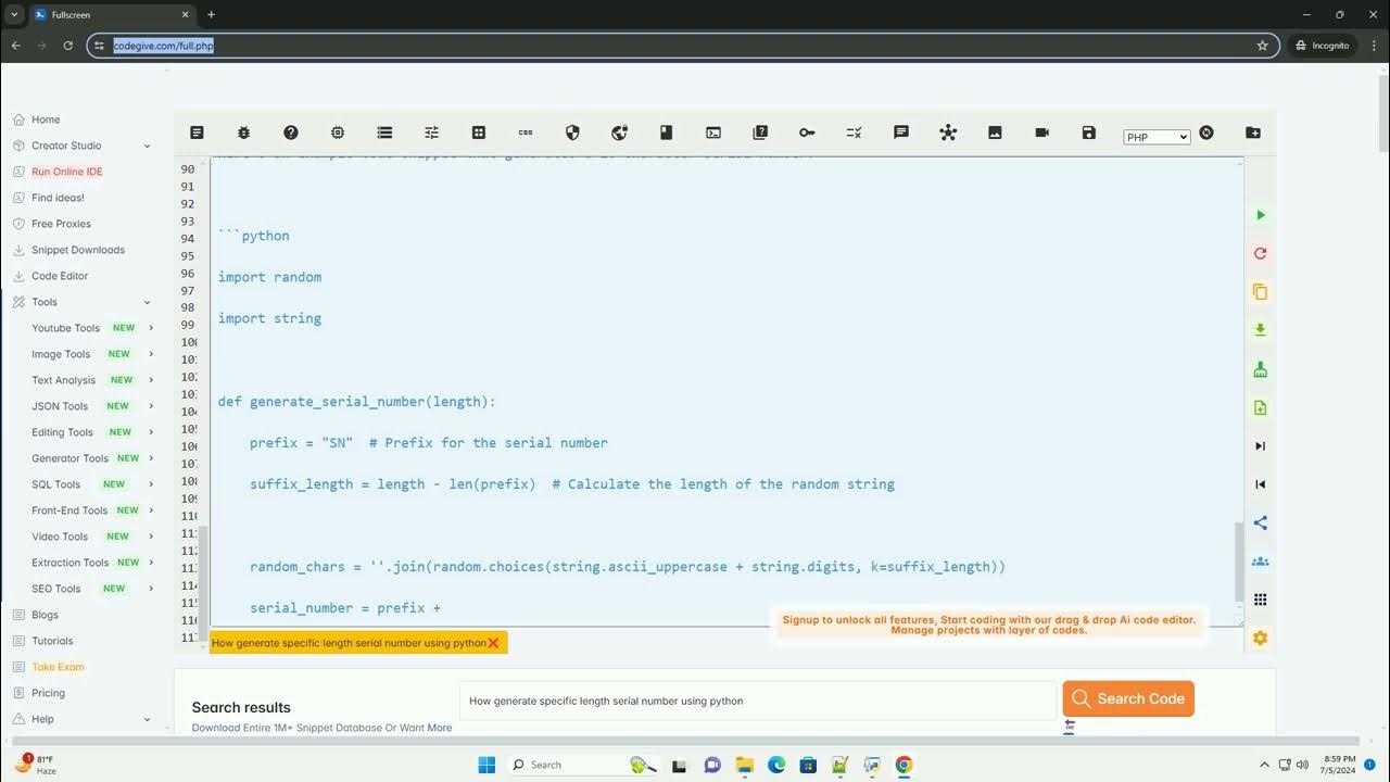 How generate specific length serial number using python - YouTube