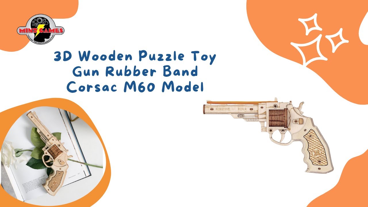 3D Wooden Puzzle Toy Gun Rubber Band Corsac M60 Model - YouTube