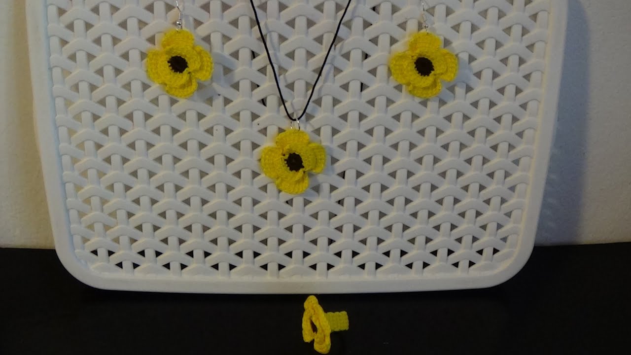 Maci- Set cercei,pandantiv si inel crosetat pas cu pas - YouTube